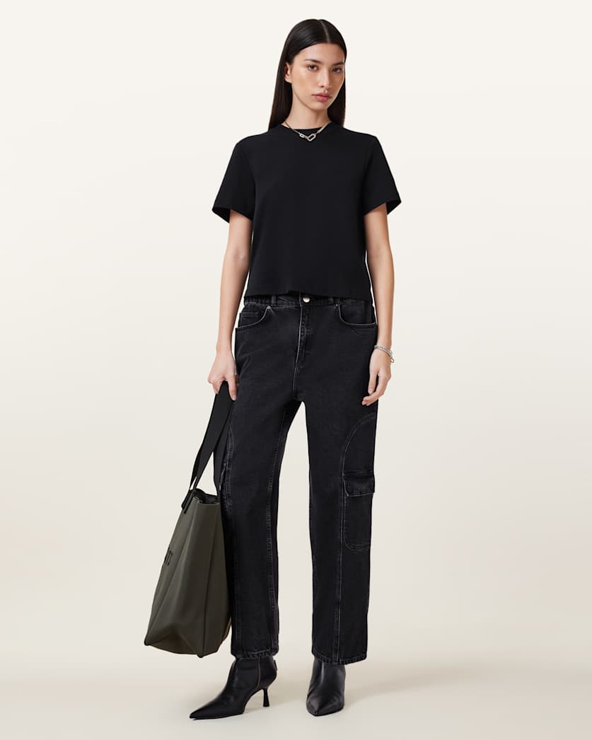 Lisa Boxy Crew Neck T-Shirt Black | ALLSAINTS